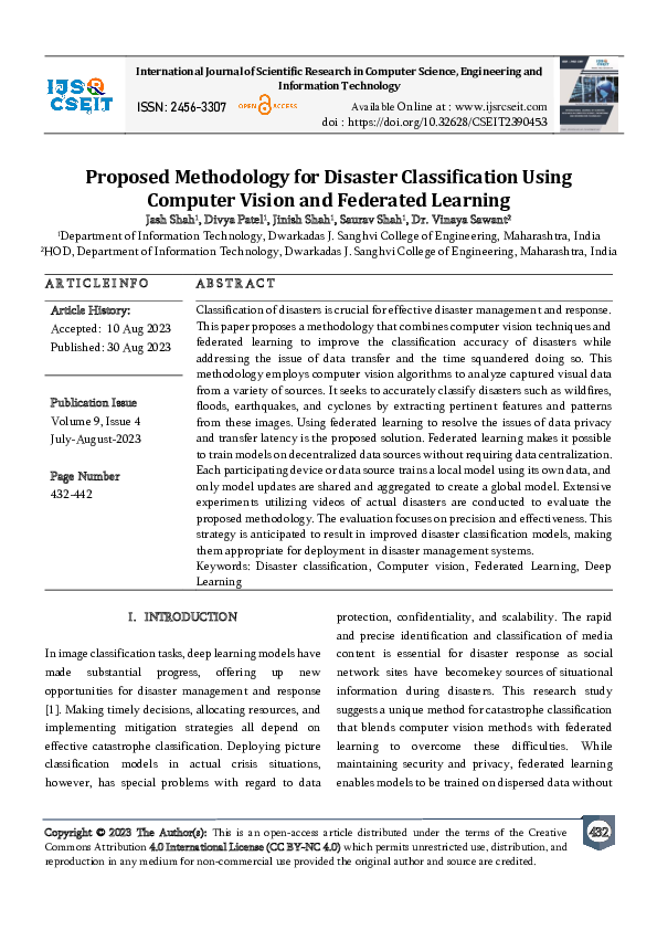 (PDF) Proposed Methodology for Disaster Classification Using Computer Vision and Federated Learning
