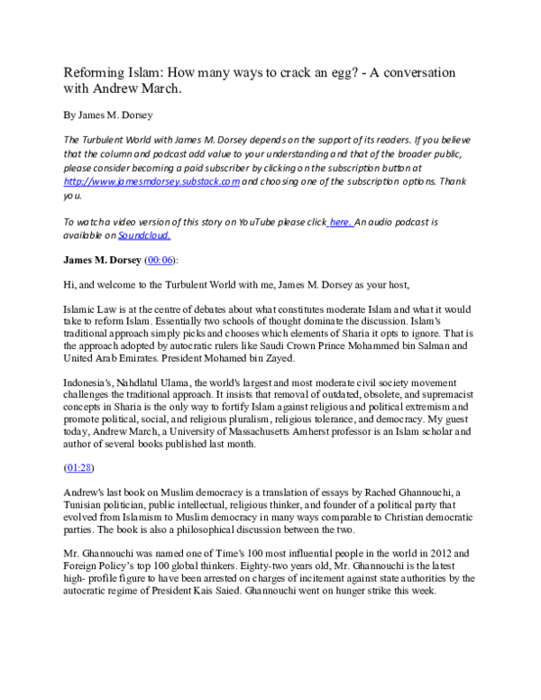 (DOC) Reforming Islam: How many ways to crack an egg? -A conversation ...