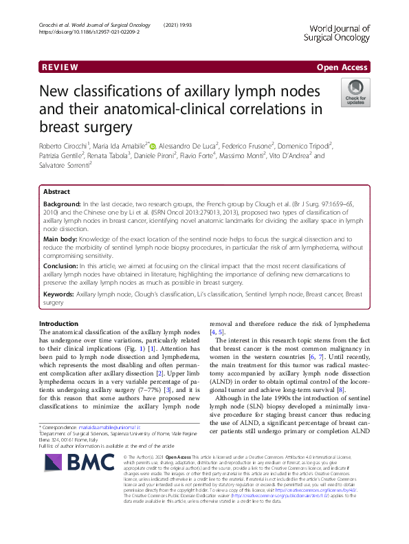 (PDF) New classifications of axillary lymph nodes and their anatomical ...