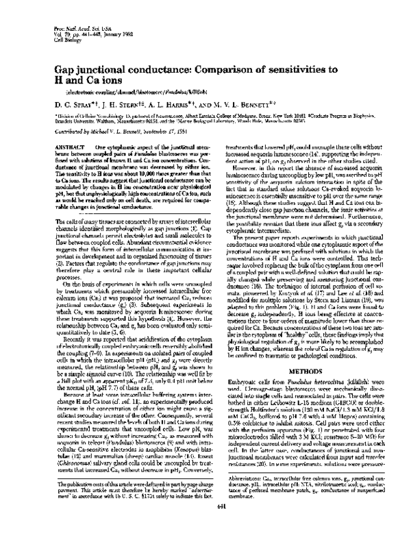 (PDF) Gap junctional conductance: comparison of sensitivities to H and ...