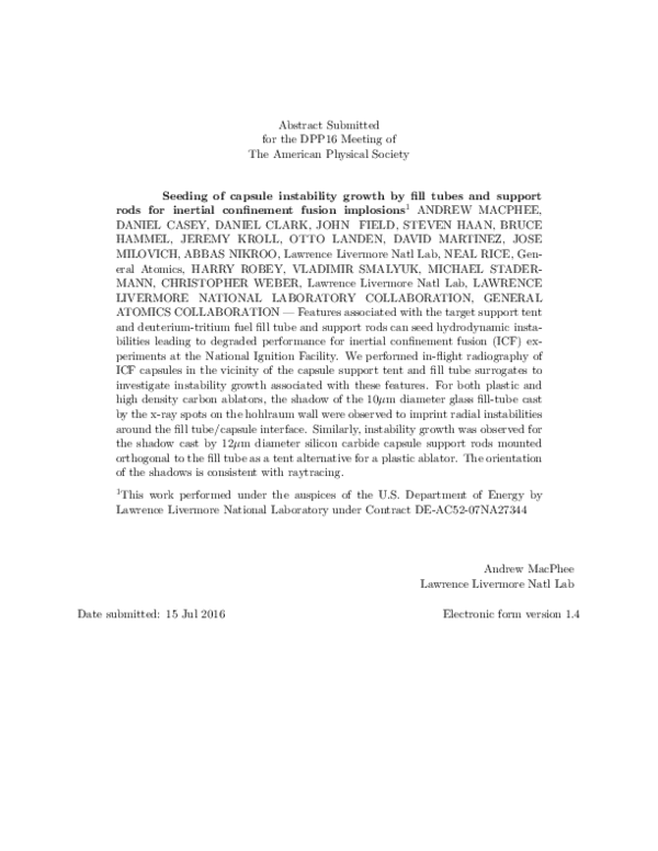 (PDF) Seeding of capsule instability growth by fill tubes and support ...