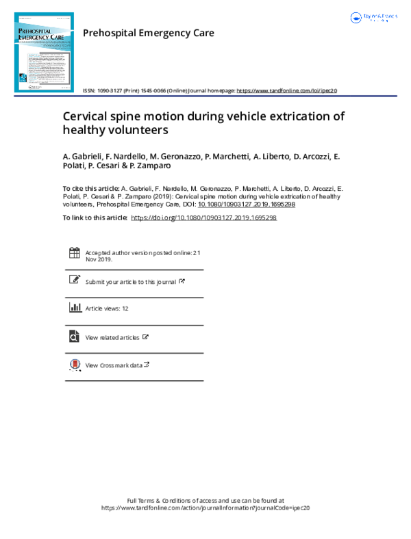 (PDF) Cervical Spine Motion During Vehicle Extrication of Healthy ...