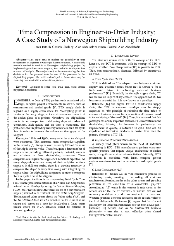 (PDF) Time Compression in Engineer-to-Order Industry: A Case Study of a ...