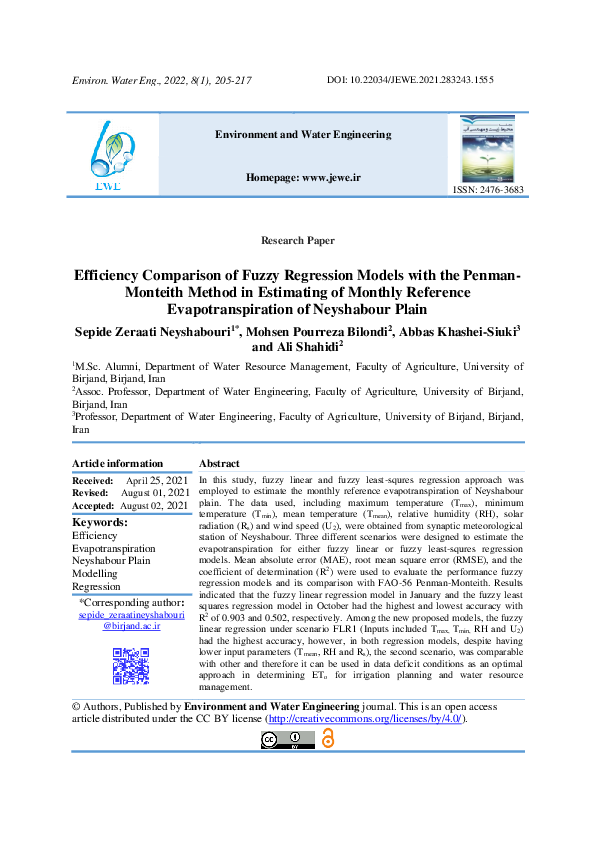 (PDF) Efficiency Comparison of Fuzzy Regression Models with the Penman-Monteith Method in ...