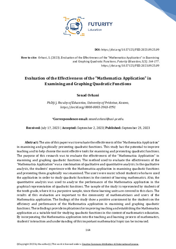 (PDF) Evaluation of the Effectiveness of the "Mathematica Application" in Examining and Graphing ...