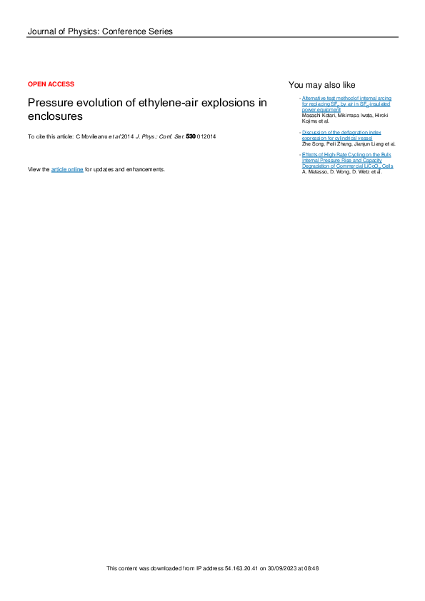 Pdf Pressure Evolution Of Ethylene Air Explosions In Enclosures