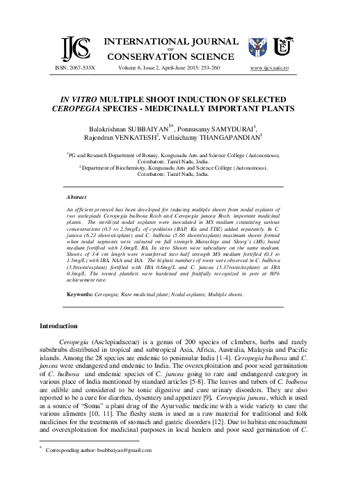 (PDF) International Journal of Conservation Science in Vitro Multiple ...