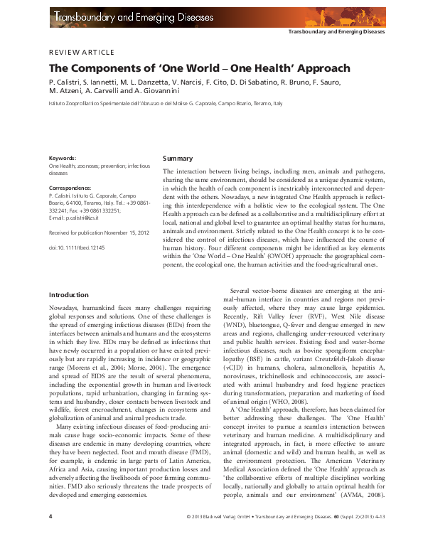 (PDF) The Components of ‘One World - One Health’ Approach