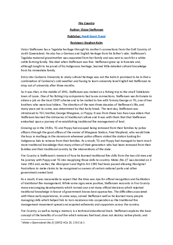 (DOC) Review of Victor Steffensen's Fire Country