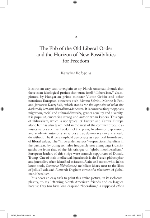 (PDF) "The Ebb of the Old Liberal Order and the Horizon of New ...