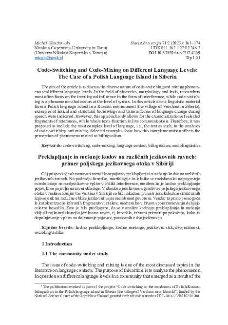 (PDF) Towards establishing the matrix language in Russian-Estonian code ...