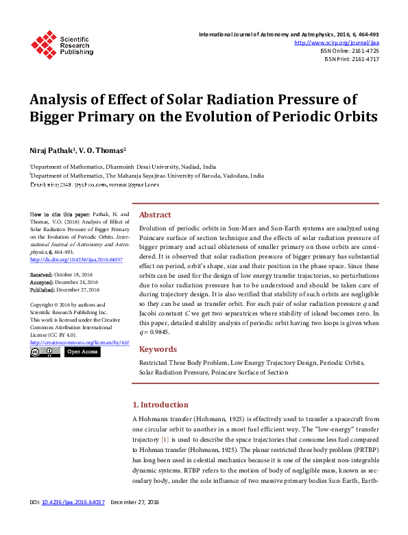 (PDF) Analysis of Effect of Solar Radiation Pressure of Bigger Primary ...