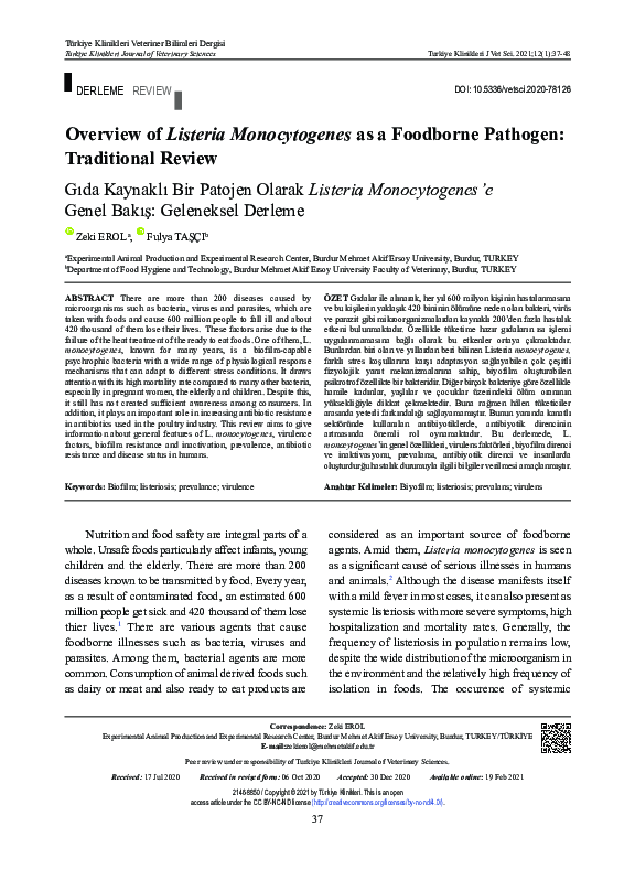 (PDF) Overview of Listeria Monocytogenes as a Foodborne Pathogen ...