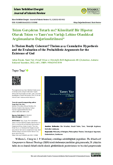 (PDF) Teizm Gercekten Tutarlı Mı? Kümülatif Bir Hipotez Olarak Teizm ve ...