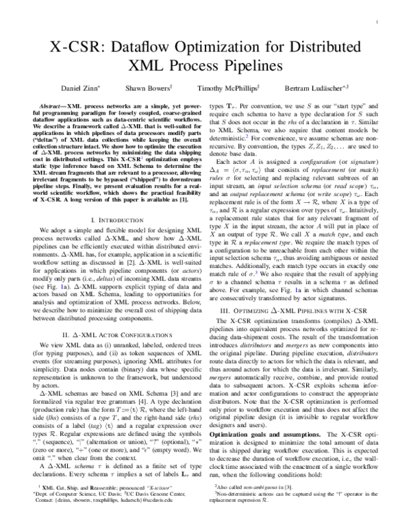 (PDF) X-CSR: Dataflow Optimization for Distributed XML Process Pipelines