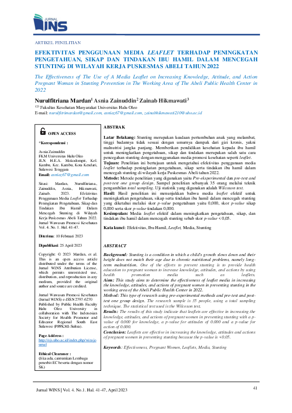 (PDF) Efektivitas Penggunaan Media Leaflet Terhadap Peningkatan Pengetahuan, Sikap Dan Tindakan ...
