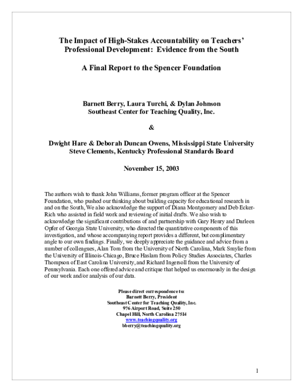 (PDF) The Impact of High Stakes Accountability on Teachers ...