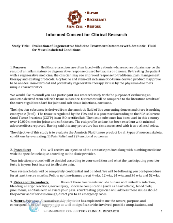 (PDF) Informed consent to clinical research