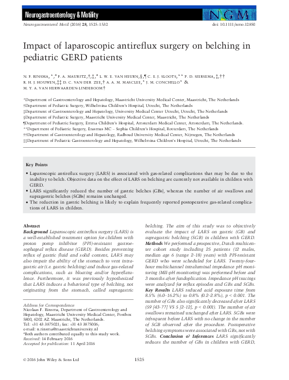 (PDF) Impact of laparoscopic antireflux surgery on belching in ...