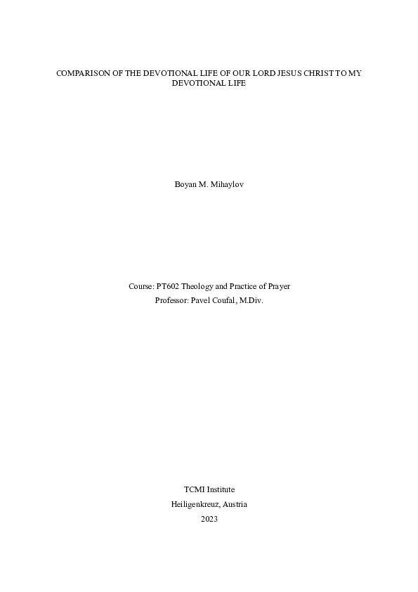 (PDF) Comparison of the Devotional Life of Our Lord Jesus Christ with ...