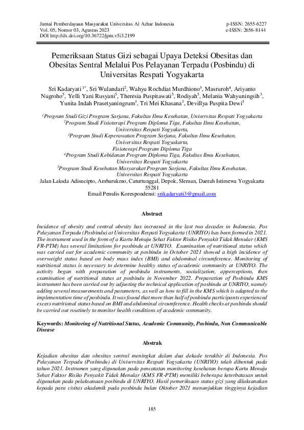 (PDF) Pemeriksaan Status Gizi sebagai Upaya Deteksi Obesitas dan ...