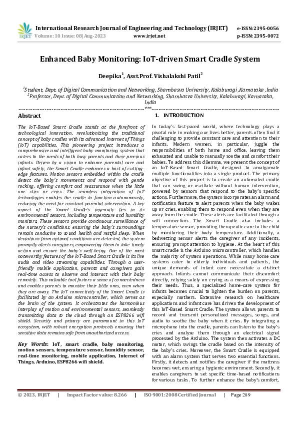 (PDF) IoT-Enabled Smart Cradle for Baby Monitoring