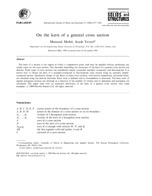 (PDF) On the kern of a general cross section