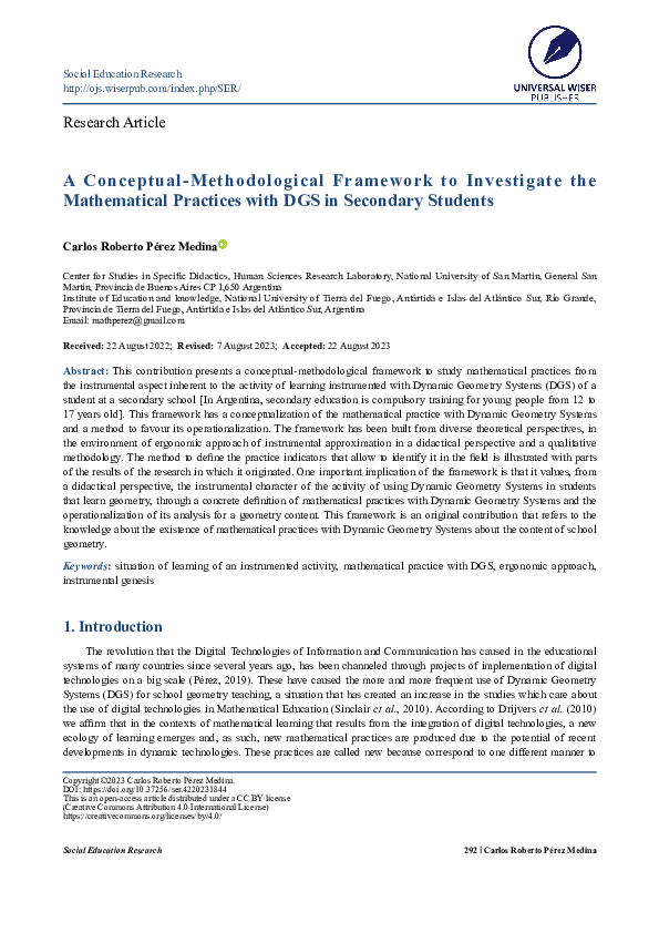 (PDF) A Conceptual-Methodological Framework to Investigate the Mathematical Practices with DGS ...