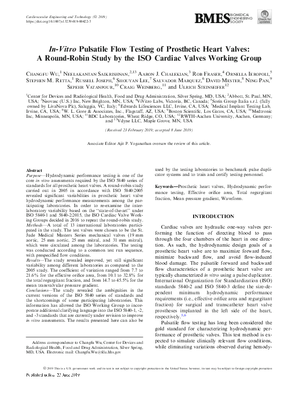 (PDF) In-Vitro Pulsatile Flow Testing of Prosthetic Heart Valves: A ...