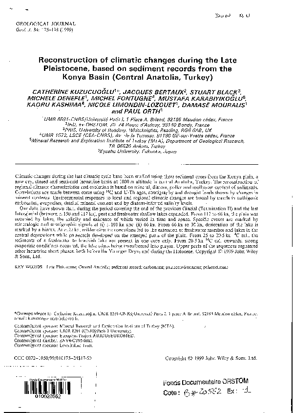 (PDF) Reconstruction of climatic changes during the Late Pleistocene, based on sediment records ...