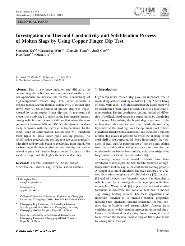 (PDF) Investigation on Thermal Conductivity and Solidification Process ...