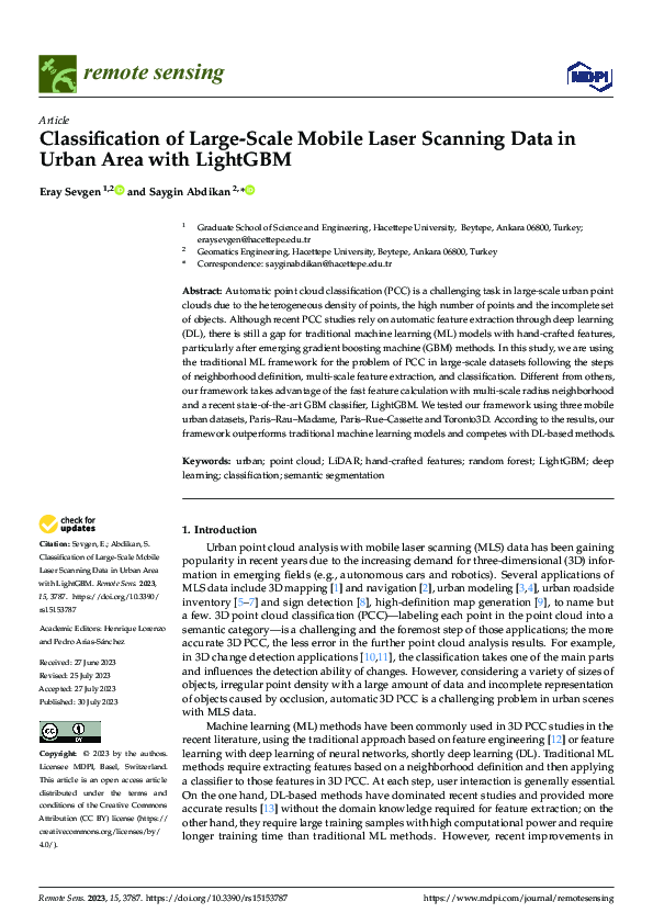 (PDF) Classification of Large-Scale Mobile Laser Scanning Data in Urban Area with LightGBM
