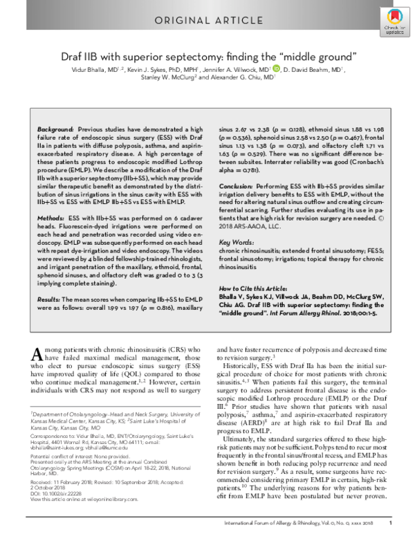 (PDF) Draf IIB with superior septectomy: finding the “middle ground”
