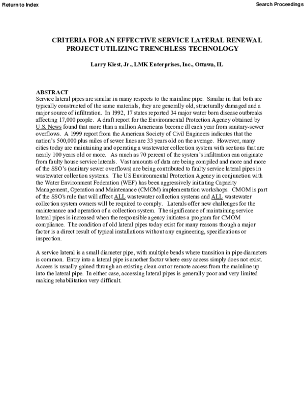 (PDF) Criteria for an Effective Lateral Renewal Project Utilizing ...