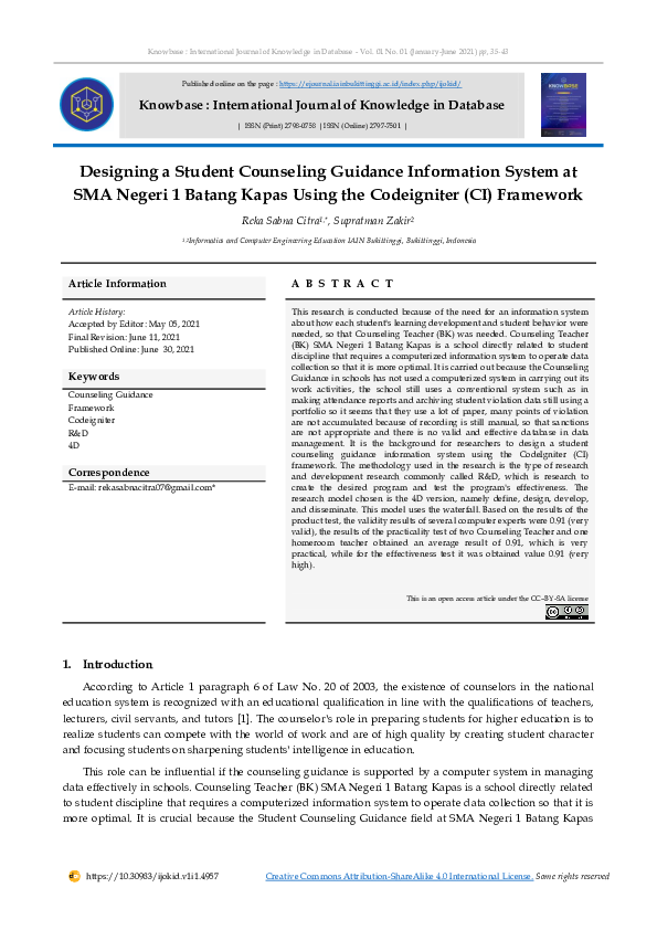 (PDF) Designing a Student Counseling Guidance Information System at SMA Negeri 1 Batang Kapas ...