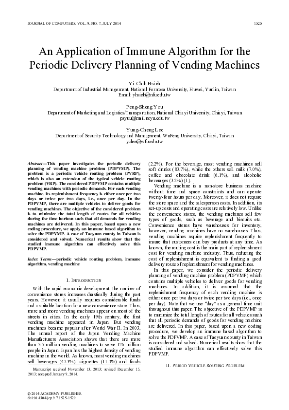 (PDF) An Application of Immune Algorithm for the Periodic Delivery ...