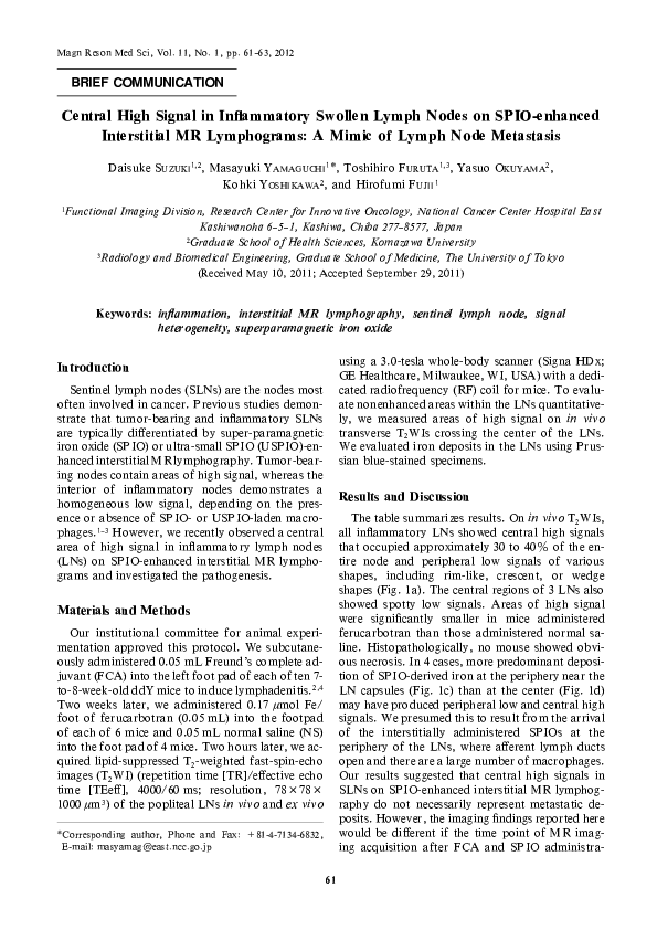 (PDF) Central High Signal in Inflammatory Swollen Lymph Nodes on SPIO-enhanced Interstitial MR ...
