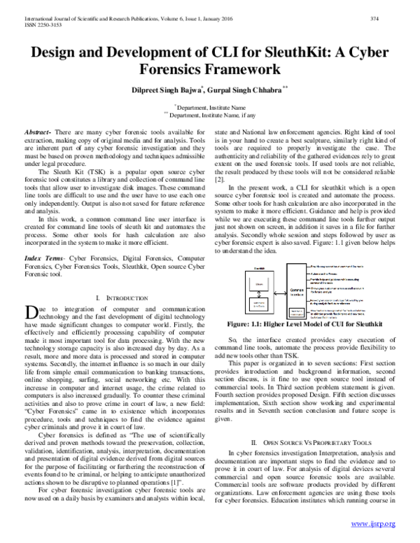 (PDF) Design and Development of CLI for SleuthKit: A Cyber Forensics ...