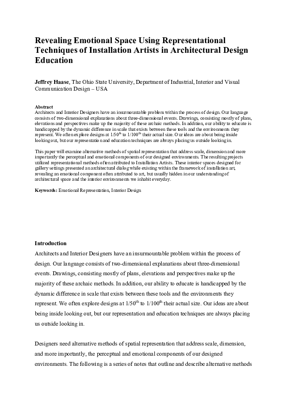 (PDF) Revealing Emotional Space Using Representational Techniques of ...