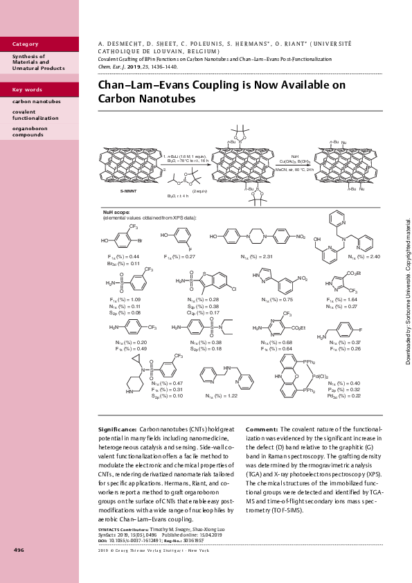 (PDF) Chan–Lam–Evans Coupling is Now Available on Carbon Nanotubes