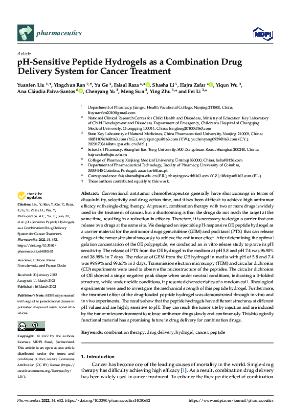 (PDF) pH-Sensitive Peptide Hydrogels as a Combination Drug Delivery ...