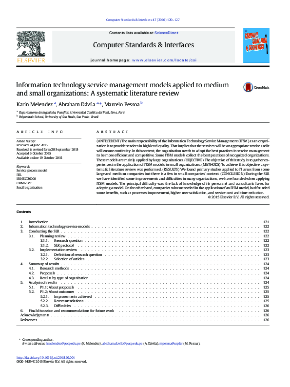 (PDF) Information technology service management models applied to ...