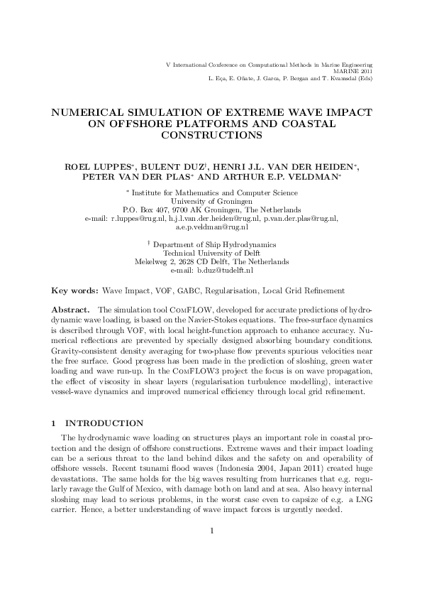 (PDF) Extreme Wave Impact on Offshore Platforms and Coastal Constructions