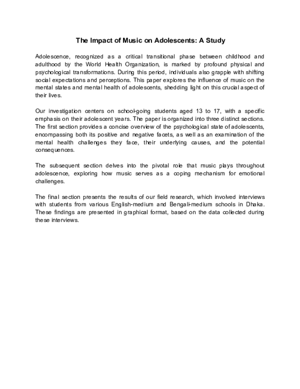 (PDF) The Impact of Music on Adolescents: A Study