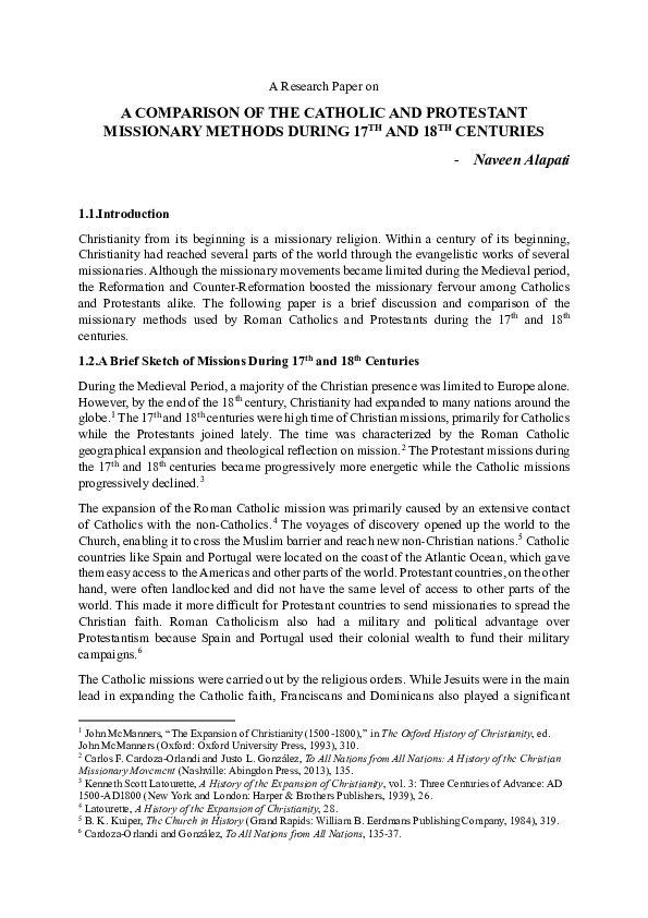 (PDF) A Comparison of the Catholic and Protestant Missionary Methods ...