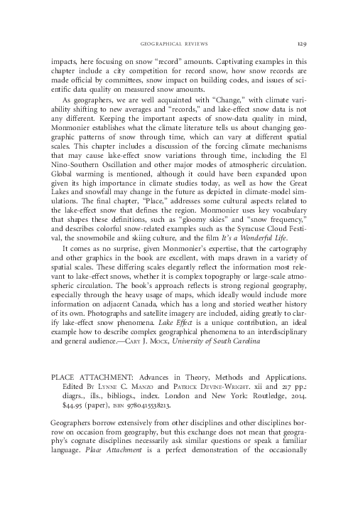 (PDF) PLACE ATTACHMENT: Advances in Theory, Methods and Applications