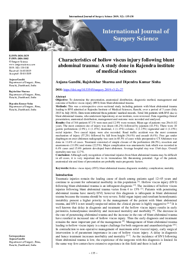(PDF) Characteristics of hollow viscus injury following blunt abdominal ...