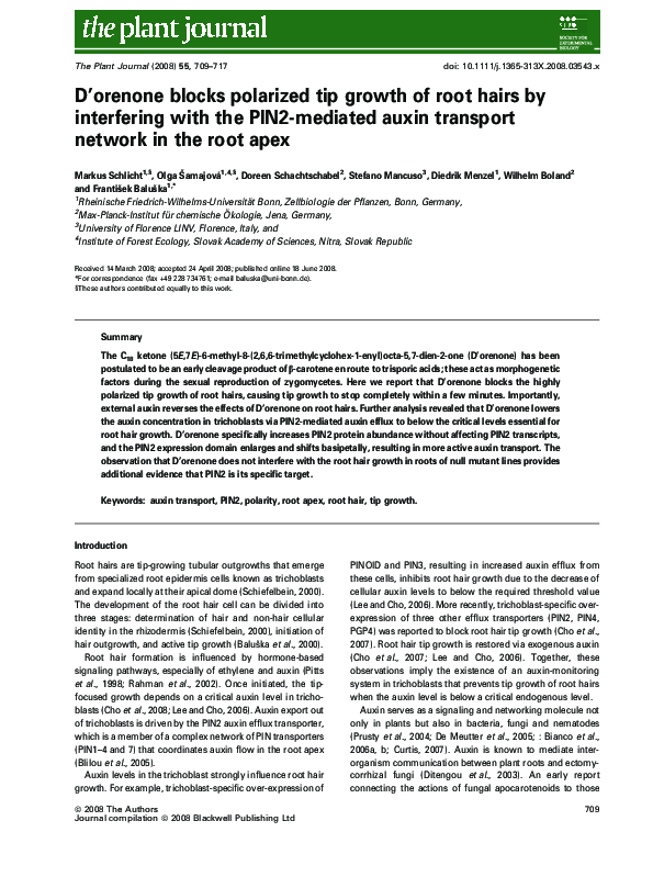(PDF) Dâ orenone blocks polarized tip growth of root hairs by ...