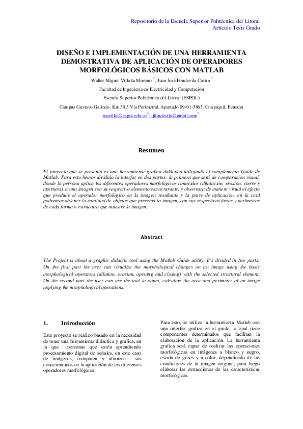 (PDF) Diseño e implementación de una herramienta demostrativa de aplicación de operadores ...