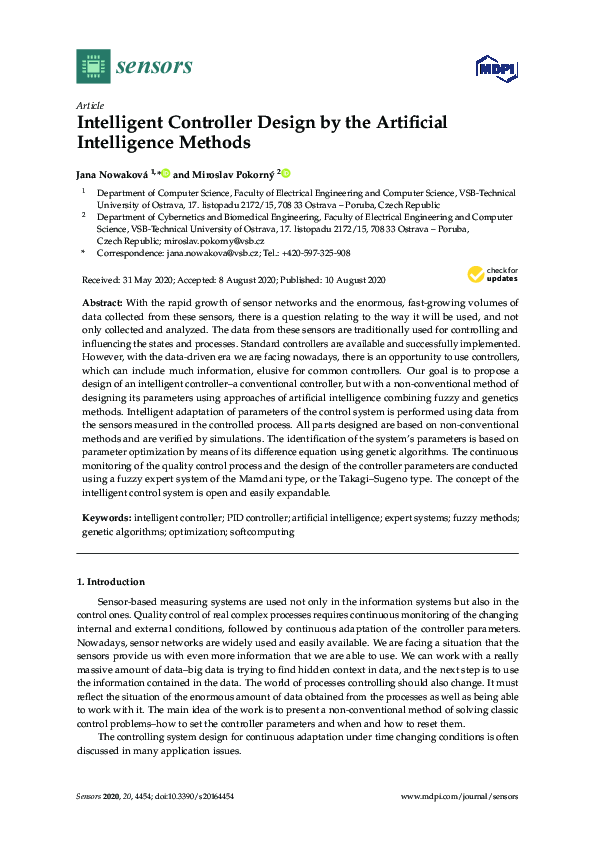 (PDF) Intelligent Controller Design by the Artificial Intelligence Methods